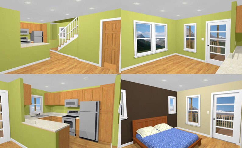 20x16 House -- 1-bedroom 1.5-bath -- 544 Sq Ft -- PDF Floor Plan ...