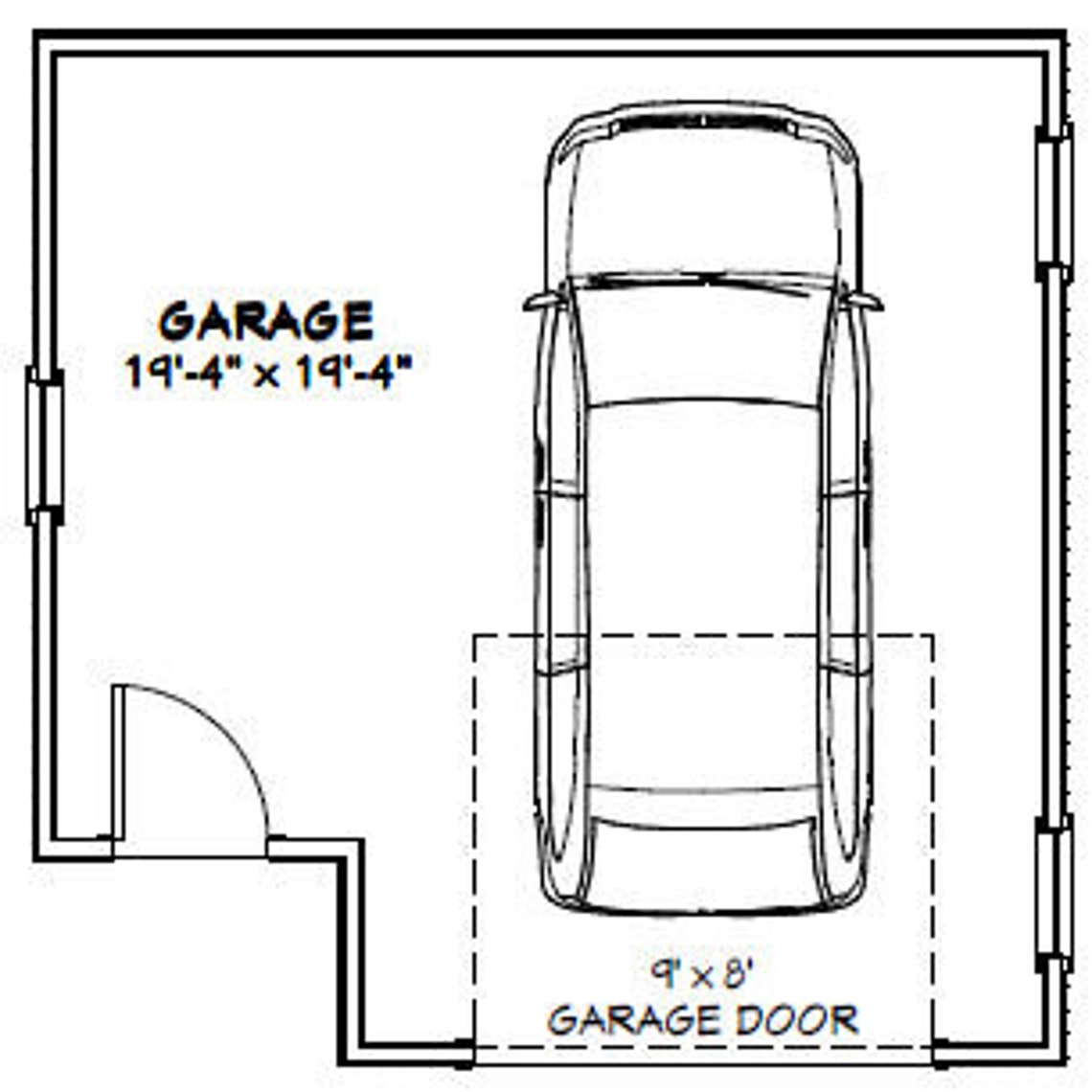 20x20 1-car Garages 376 Sq Ft PDF Floor Plan Instant - Etsy