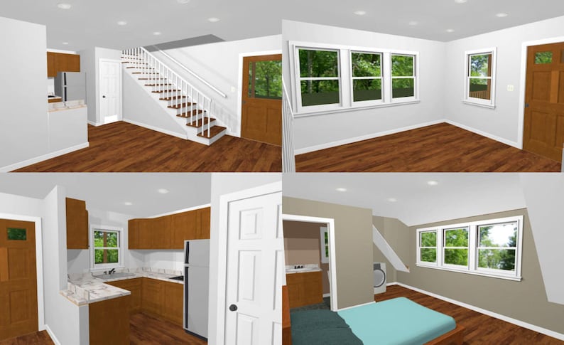 20x16 House -- 1-bedroom 1.5-bath -- 557 Sq Ft -- PDF Floor Plan ...