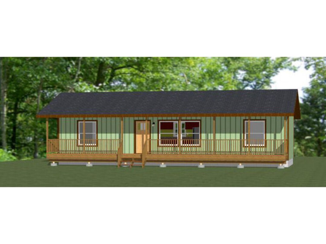 48x16 House -- 2-bedroom 2-bath -- 768 Sq Ft -- PDF Floor Plan ...