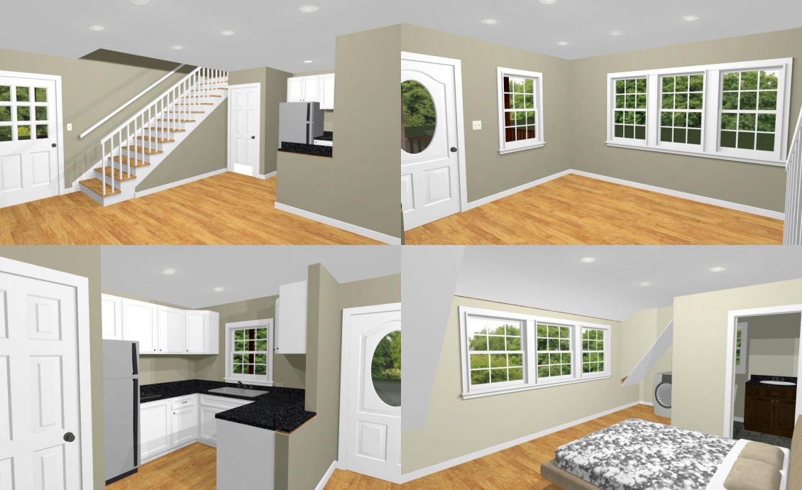 20x16 House 1-bedroom 1.5-bath 557 Sq Ft PDF Floor Plan Instant ...