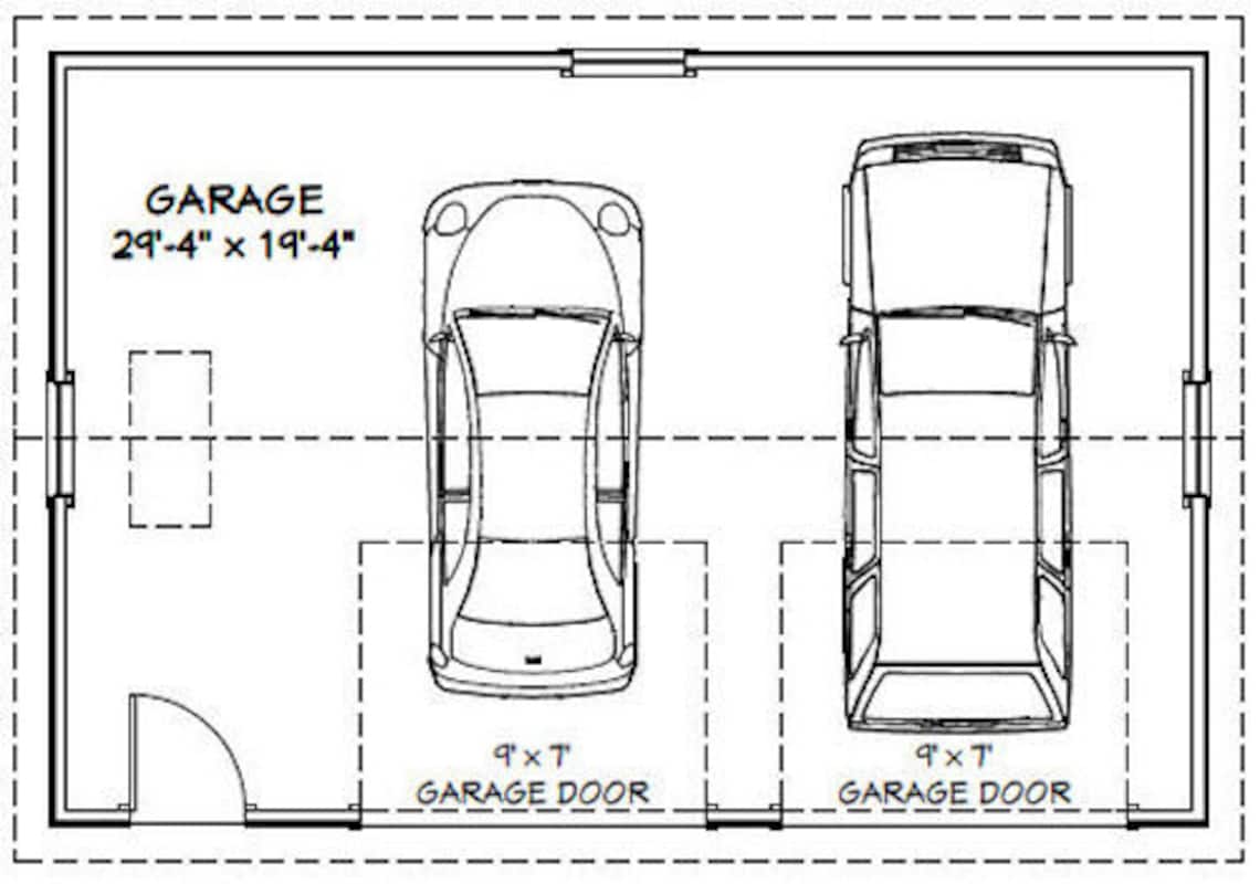 30x20 2-car Garages 600 Sq Ft 8ft Walls PDF Floor Plan Instant Download ...