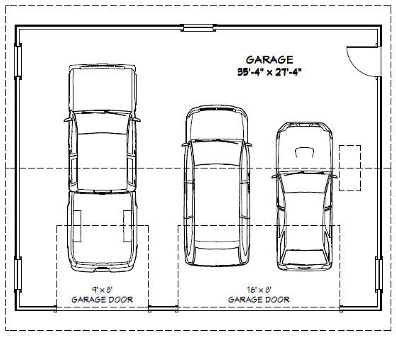 36x28 2-car Garage -- 1,008 Sq Ft -- PDF Floor Plan -- Instant Download ...