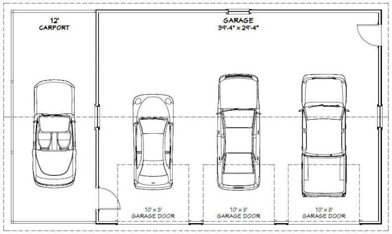 40x30 3-car Garage -- 1,200 Sq Ft -- PDF Floor Plan -- Instant Download ...