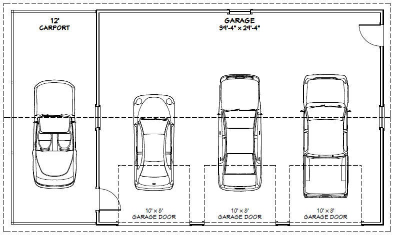 40x30 3-car Garage -- 1,200 Sq Ft -- PDF Floor Plan -- Instant Download ...