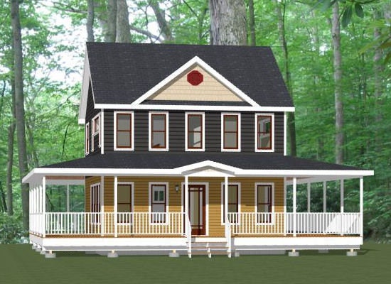 24x24 House -- 2-bedroom 1.5-bath -- 1,059 Sq Ft -- PDF Floor Plan ...