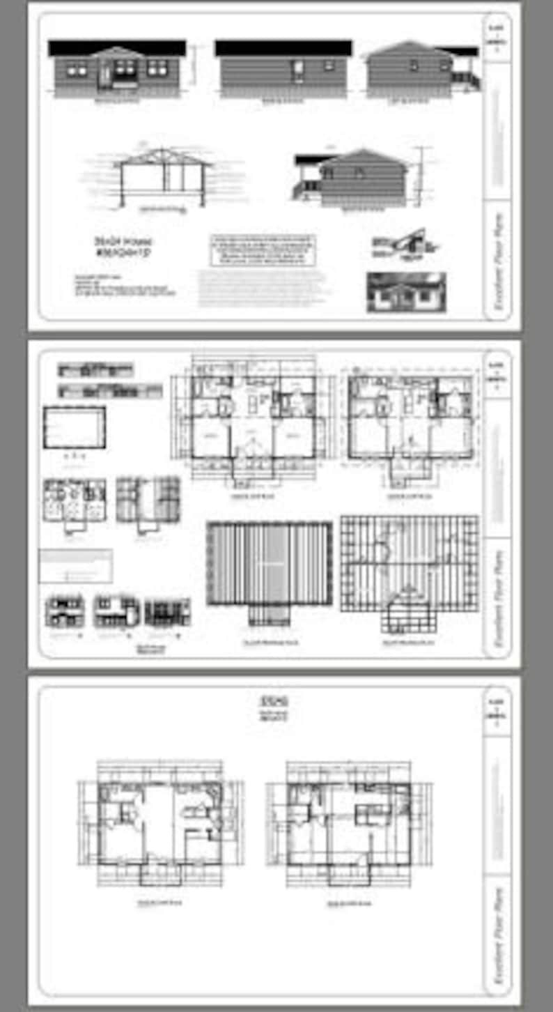 36x24 House -- 2-bedroom 2-bath -- 864 Sq Ft -- PDF Floor Plan ...