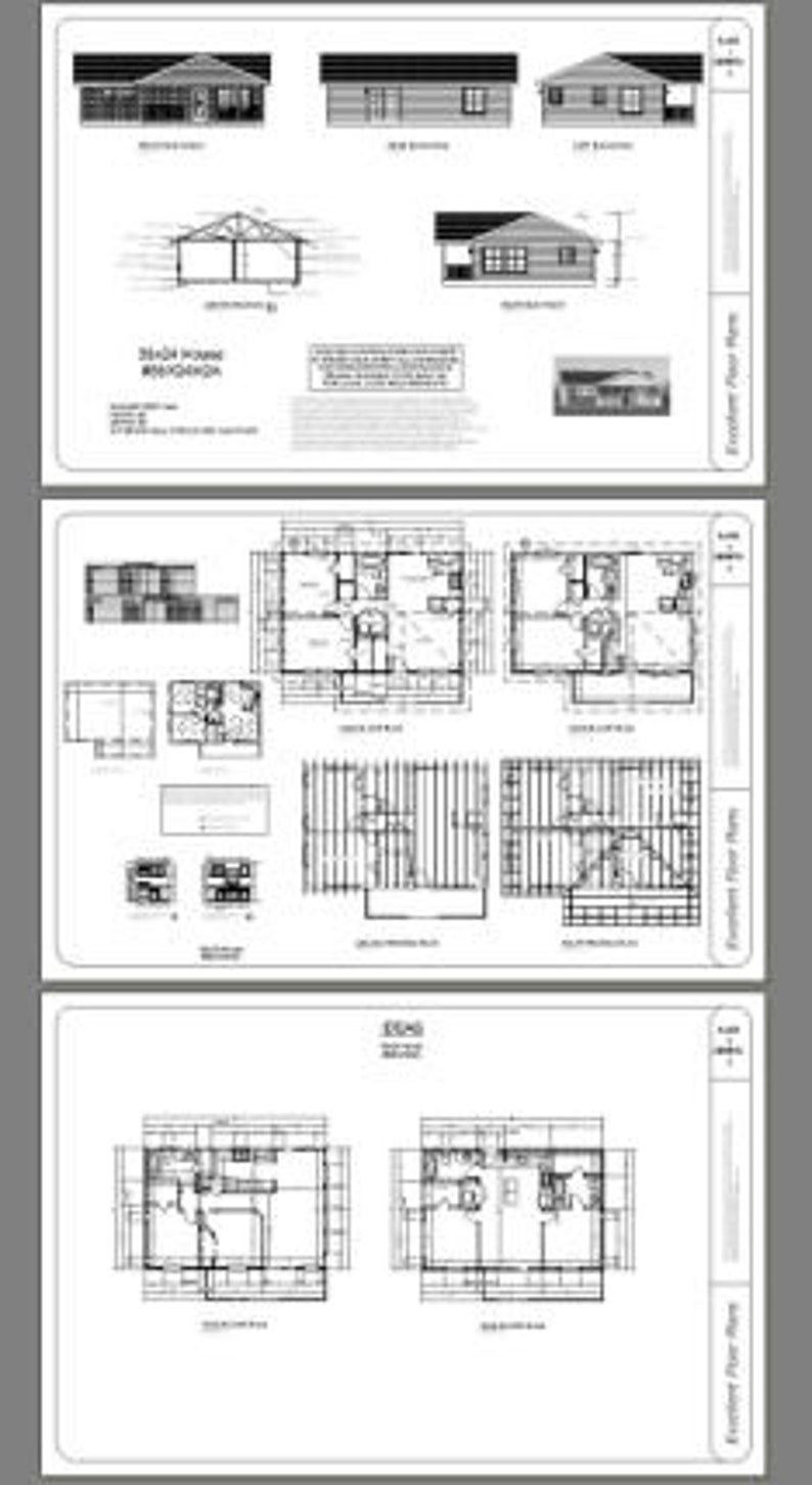 36x24 House -- 2-bedroom 1-bath -- 864 Sq Ft -- PDF Floor Plan ...