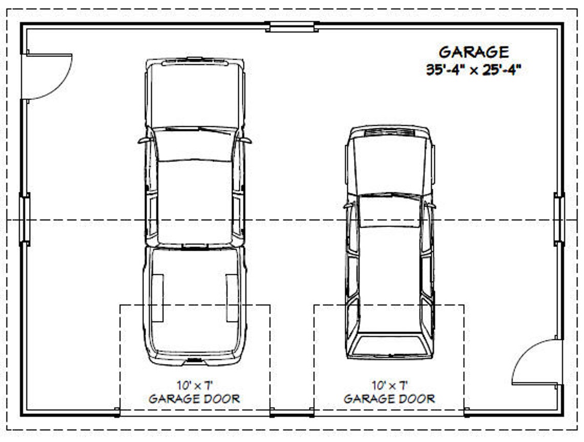 36x26 2-car Garage 936 Sq Ft PDF Floor Plan Instant Download Model 1A ...