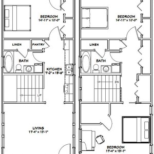 18x40 House -- 3-bedroom 2-bath -- 1,292 Sq Ft -- PDF Floor Plan ...