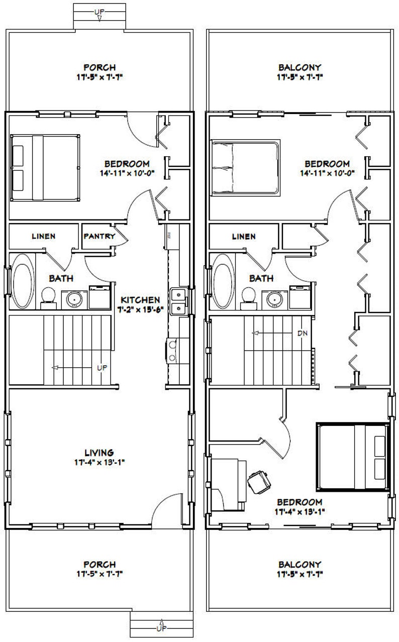 18x40 House -- 3-bedroom 2-bath -- 1,292 Sq Ft -- PDF Floor Plan ...