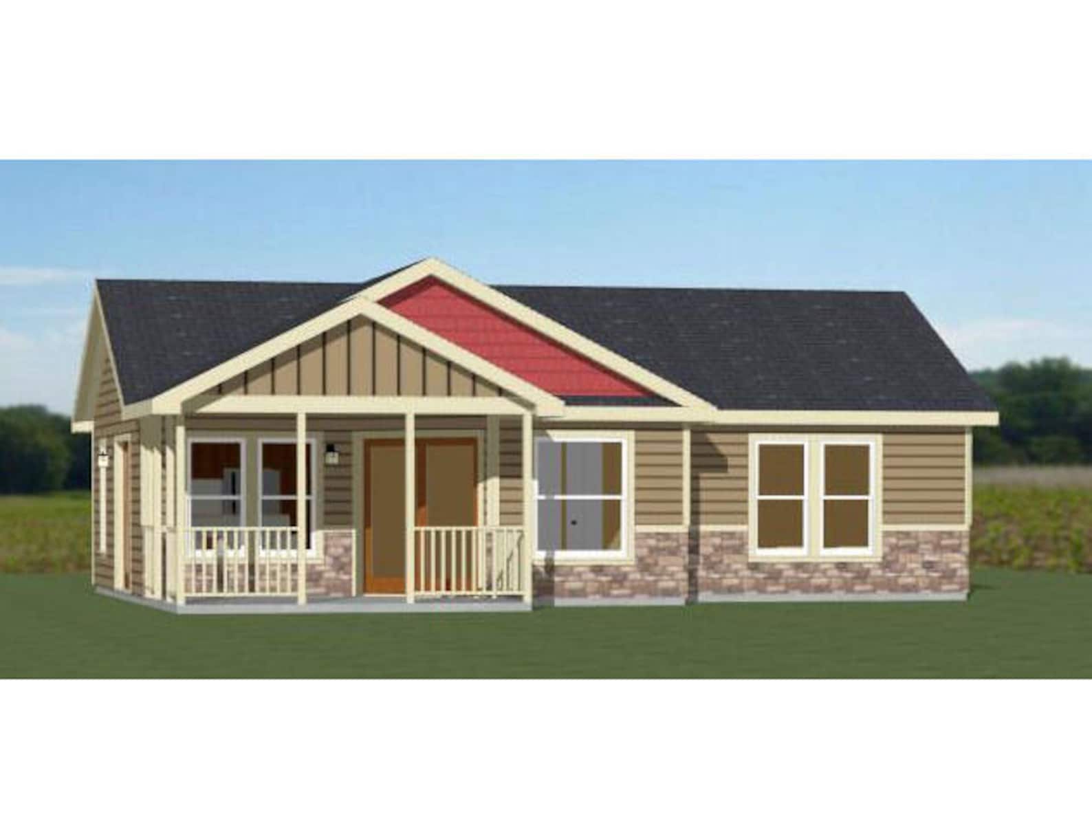 36x26 House 2-bedroom 1-bath 820 Sq Ft PDF Floor Plan Instant Download ...
