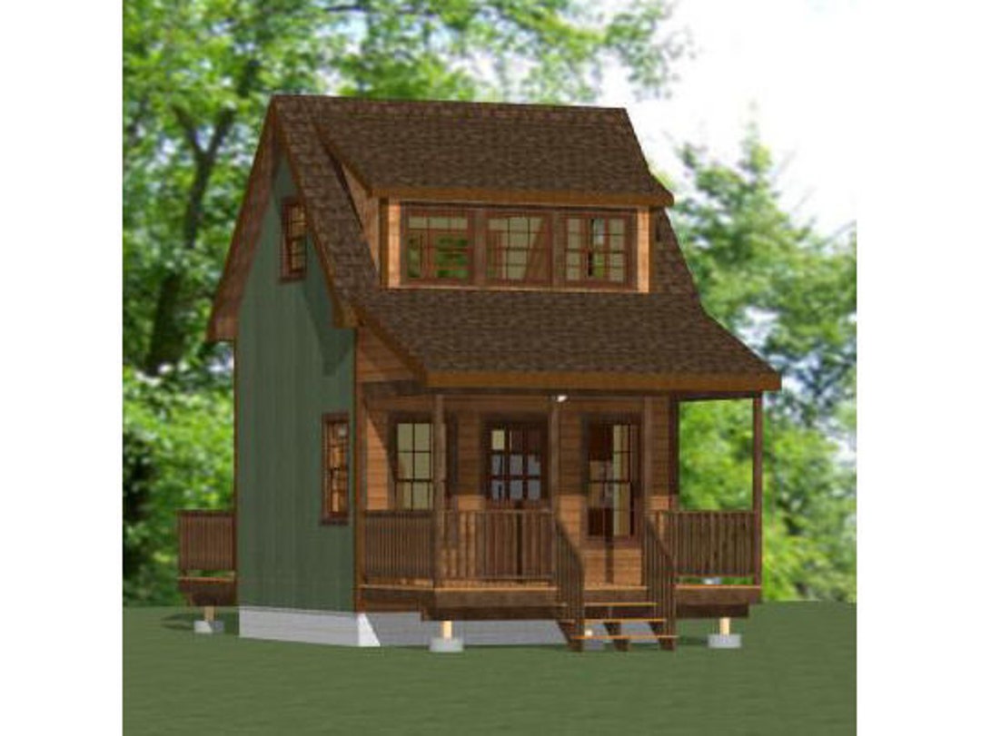 14x14 House -- 1-bedroom 1-bath -- 343 Sq Ft -- PDF Floor Plan ...