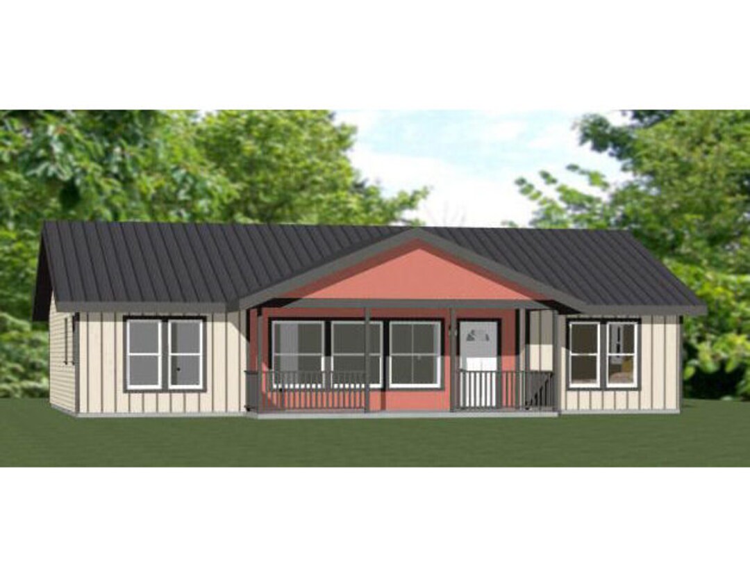 46x30 House -- 4-bedroom 2-bath -- 1,338 Sq Ft -- PDF Floor Plan ...