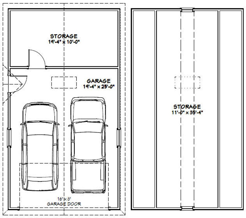 20x36 2-car Garages 1,128 Sq Ft 9ft Walls PDF Floor Plan Instant ...