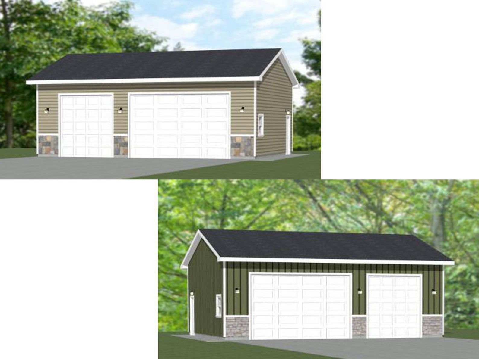 36x28 3-car Garages -- 1,008 Sq Ft -- 12ft Walls -- PDF Floor Plan ...