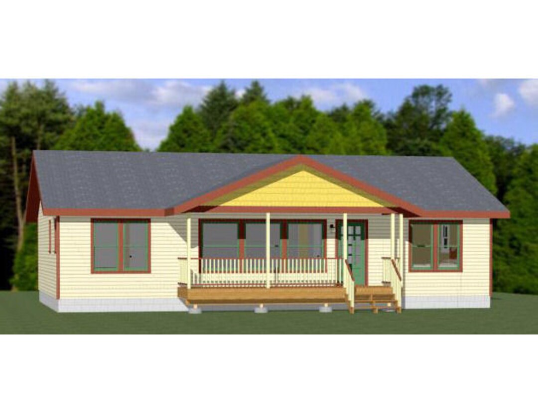 46x30 House -- 3-bedroom 2-bath -- 1,380 Sq Ft -- PDF Floor Plan ...