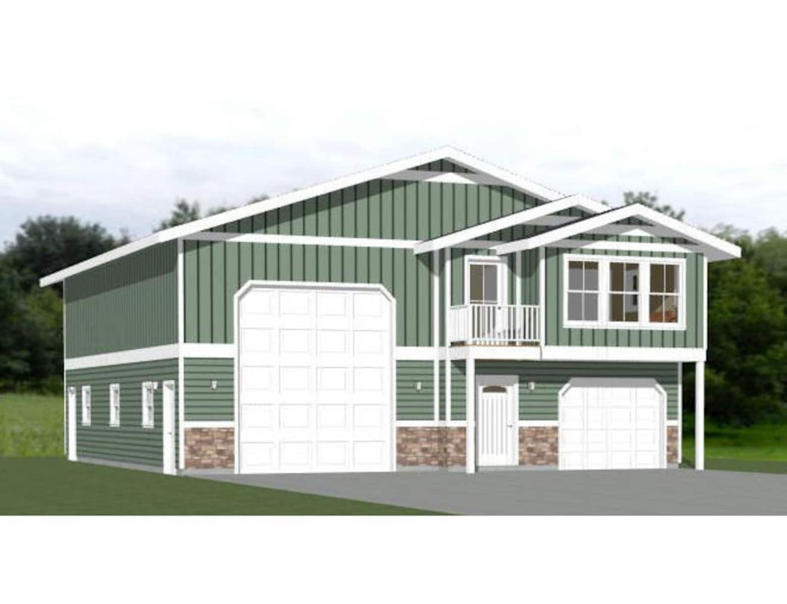 40x48 House 3-bedroom 2.5-bath 1613 Sq Ft PDF Floor - Etsy