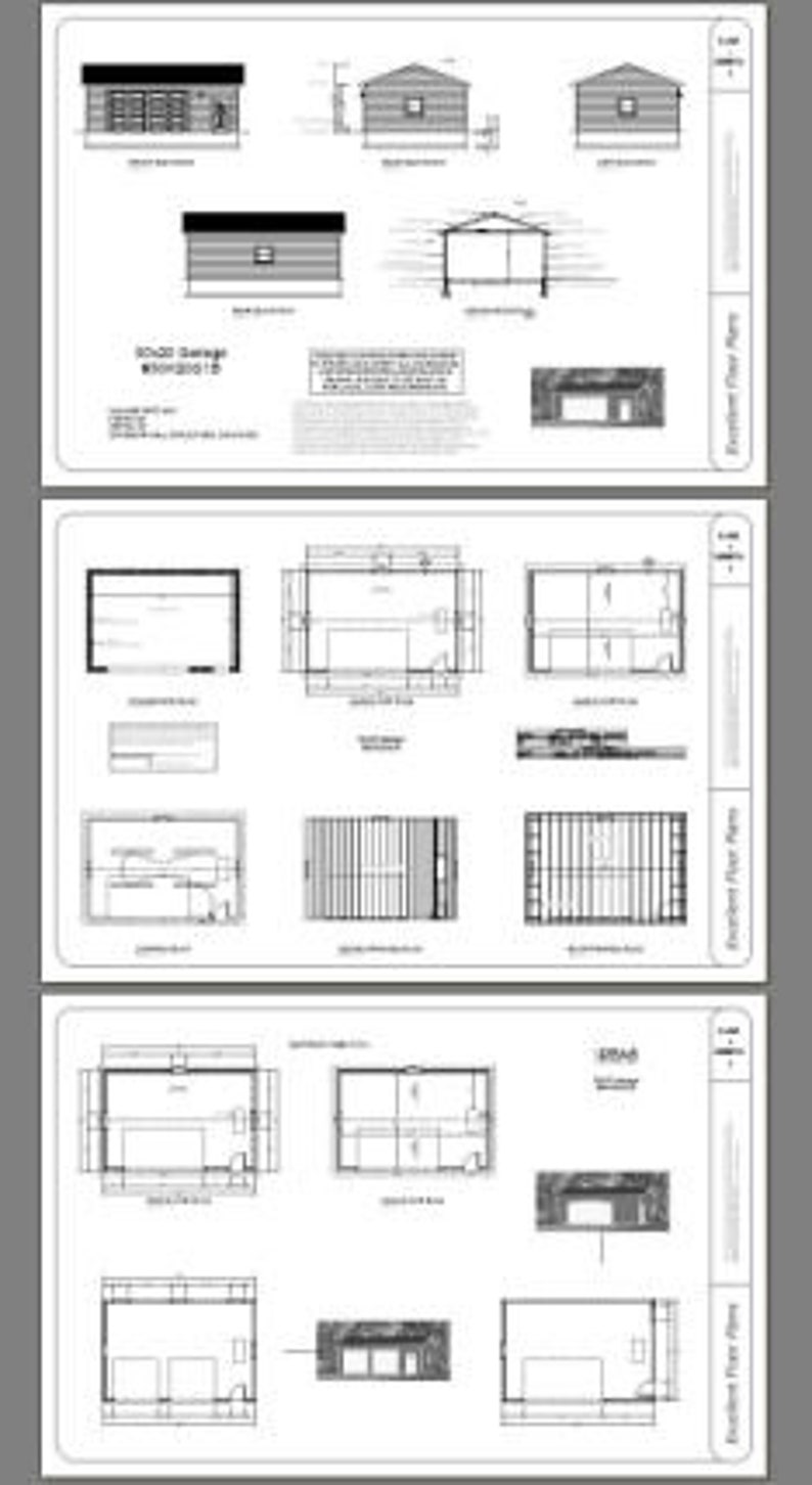 30x20 2-car Garages -- 600 Sq Ft -- 9ft Walls -- PDF Floor Plan -- Instant Download -- Models 1B ...