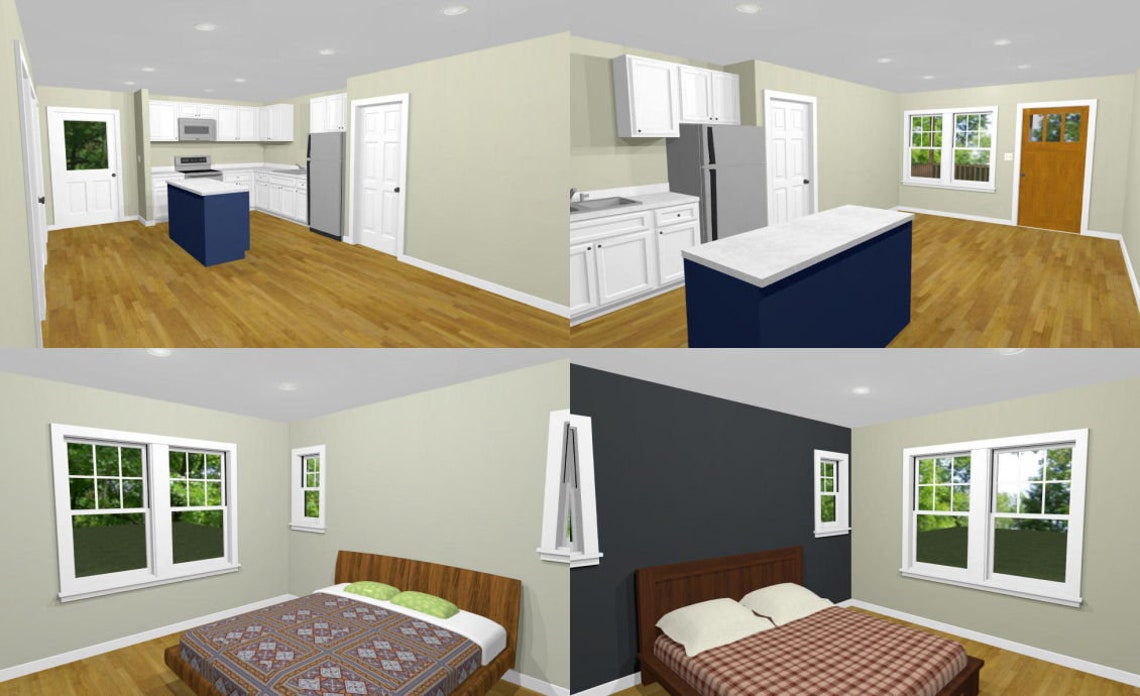 36x24 House 2-Bedroom 2-Bath 864 sq ft PDF Floor Plan | Etsy