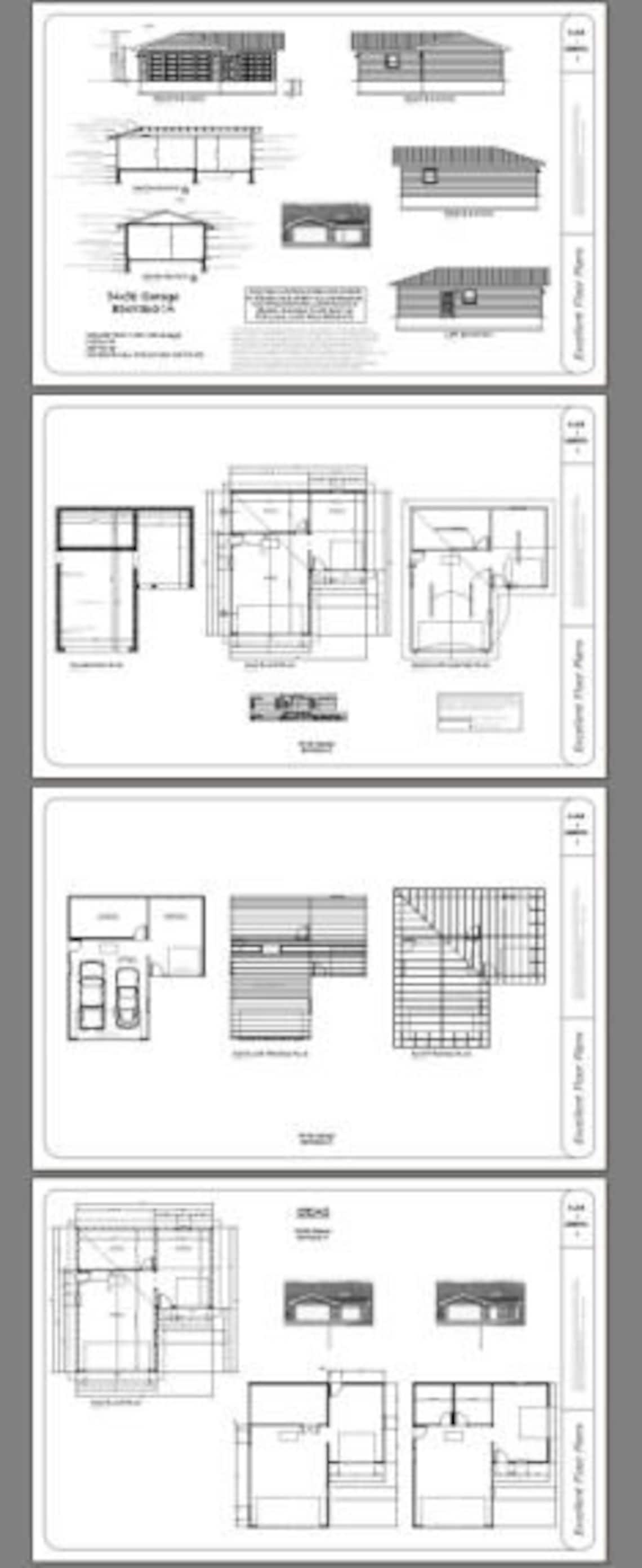 34x36 2-car Garages 1,000 Sq Ft 8ft Walls PDF Floor Plan Instant ...