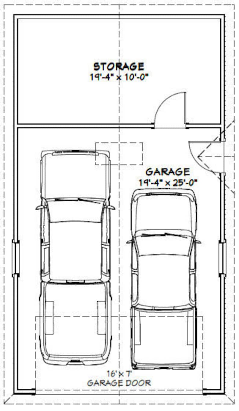 20x36 2-car Garages -- 1,128 Sq Ft -- PDF Floor Plan -- Instant ...
