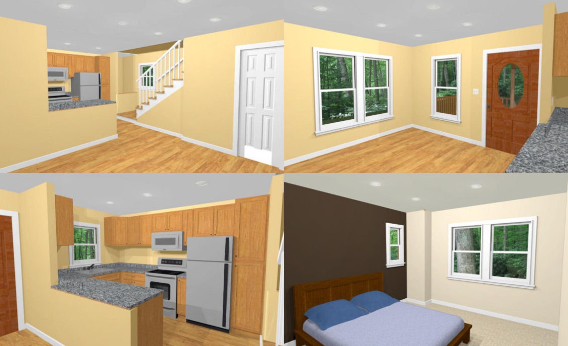 20x16 House 1-bedroom 1.5-bath 547 Sq Ft PDF Floor - Etsy