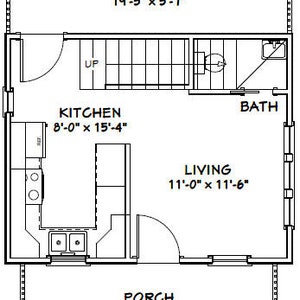 20x16 House -- 1-bedroom 1.5-bath -- 565 Sq Ft -- PDF Floor Plan ...
