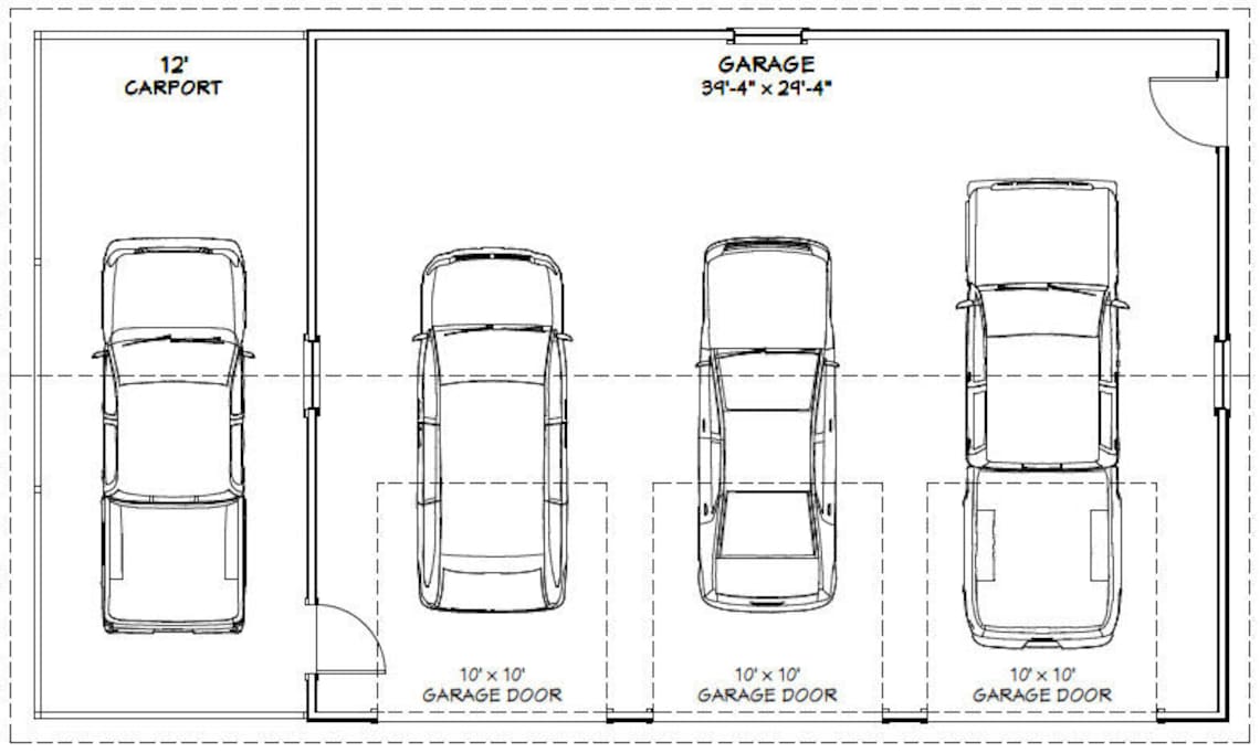 40x30 3-car Garage -- 1,200 Sq Ft -- PDF Floor Plan -- Instant Download ...