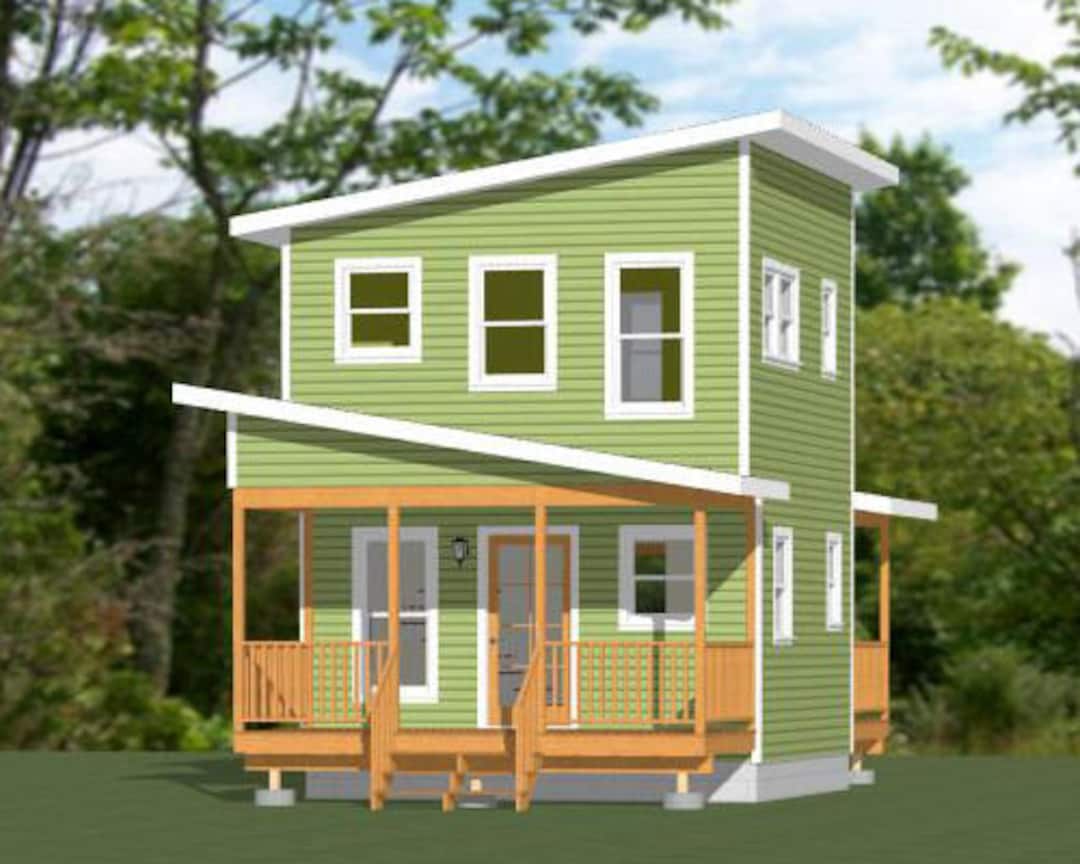 16x16 House -- 1-bedroom 1.5-bath -- 465 Sq Ft -- PDF Floor Plan ...
