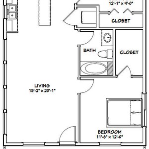 26x34 House -- 2-bedroom 1-bath -- 884 Sq Ft -- PDF Floor Plan ...