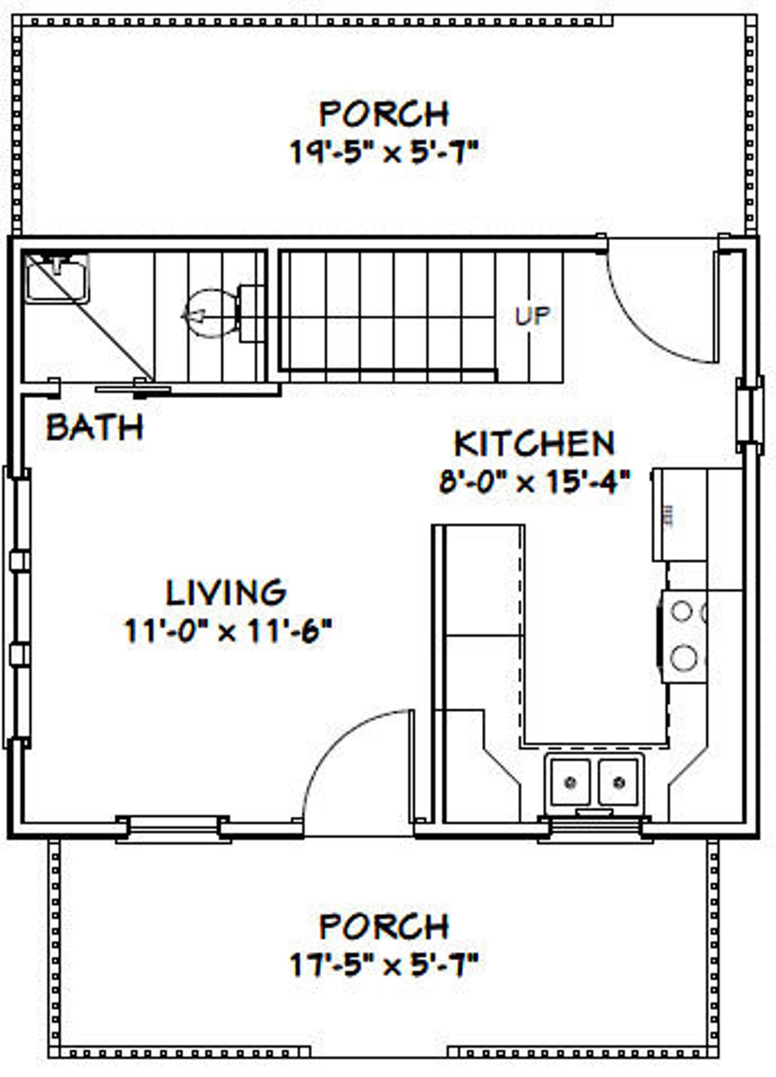 20x16 House -- 1-bedroom 1.5-bath -- 565 Sq Ft -- PDF Floor Plan ...