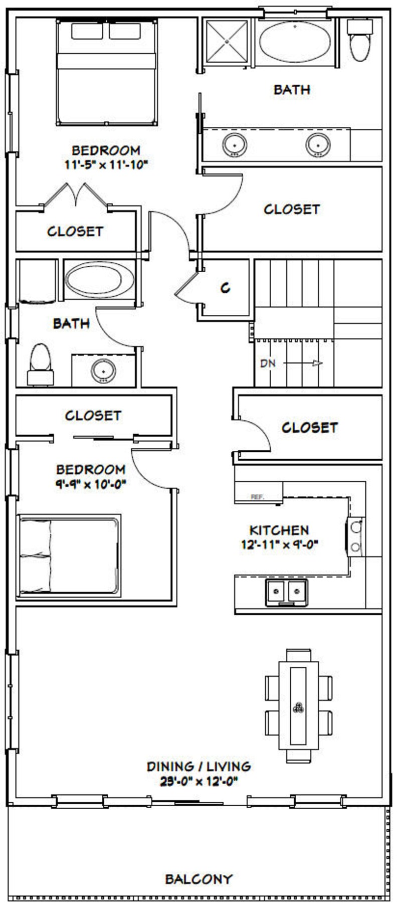 60x50 House -- 2-bedroom 2.5-bath -- 1,648 Sq Ft -- PDF Floor Plan ...