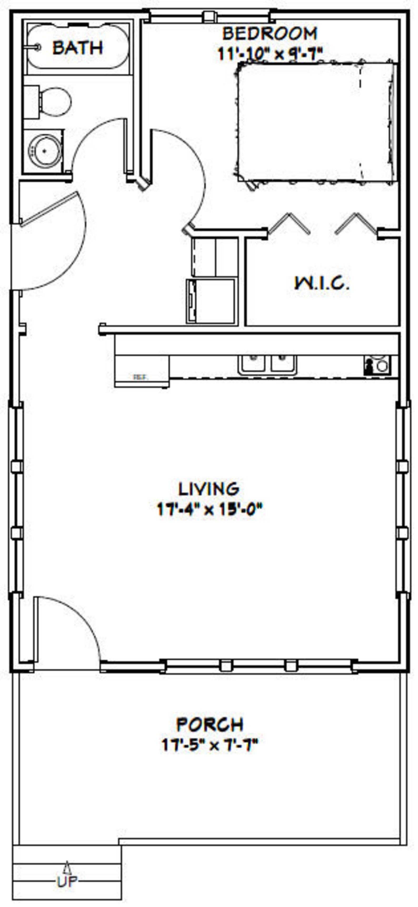 18x30 House -- 1-bedroom 1-bath -- 540 Sq Ft -- PDF Floor Plan ...