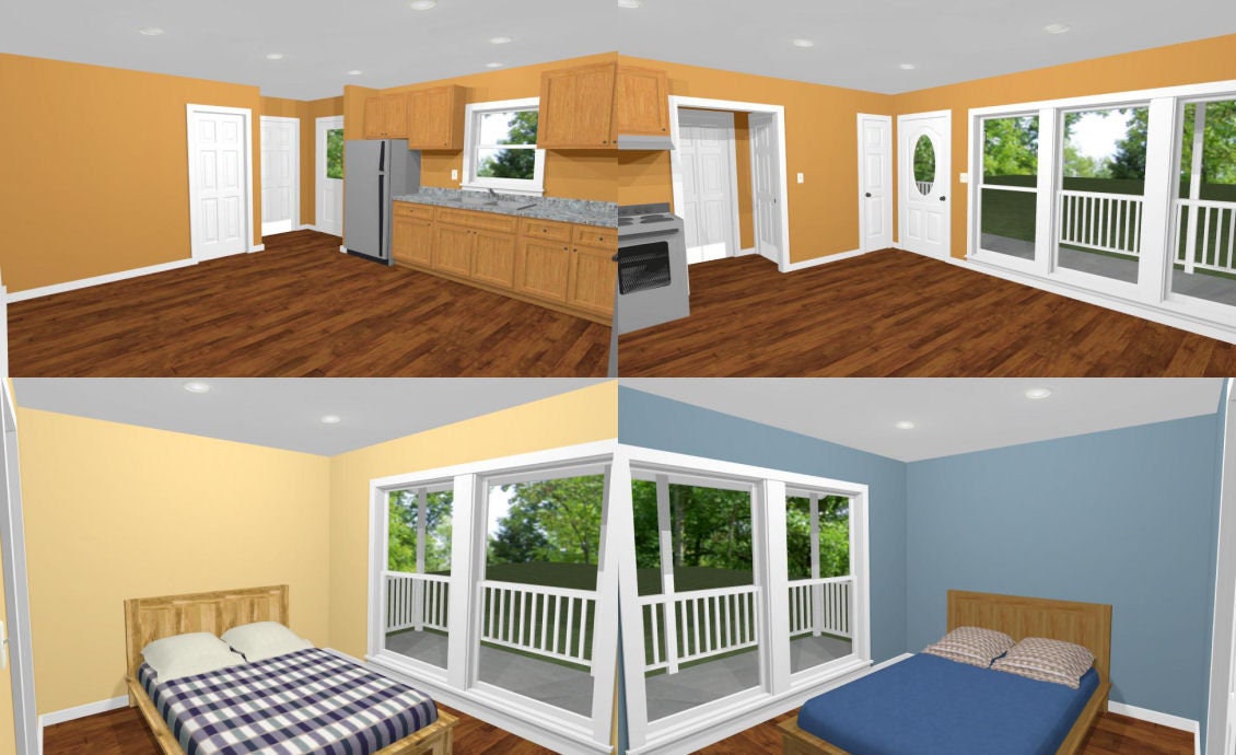 48x16 House -- 2-bedroom 2-bath -- 768 Sq Ft -- PDF Floor Plan ...