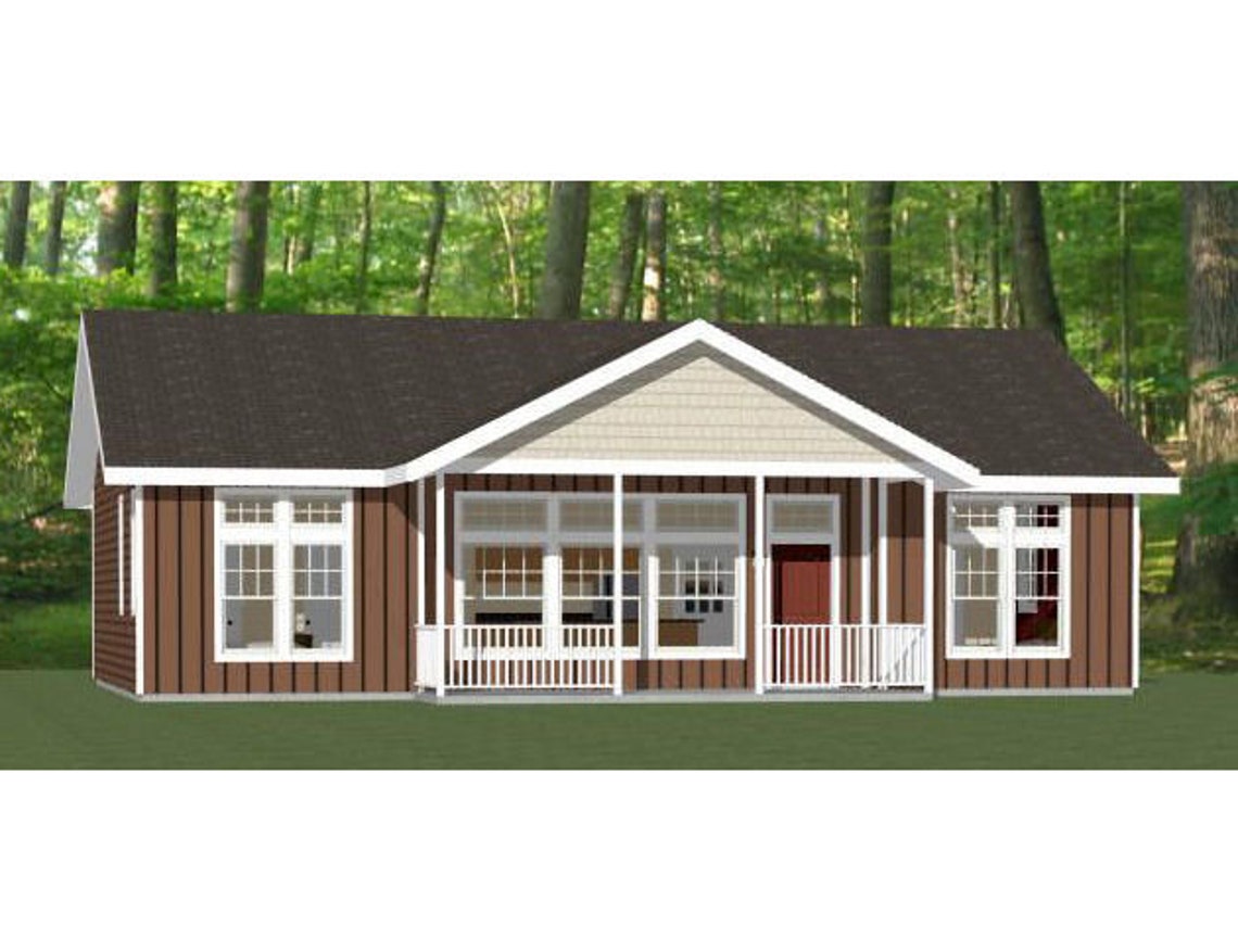 46x30 House 3-bedroom 2-bath 1,338 Sq Ft PDF Floor Plan Instant ...
