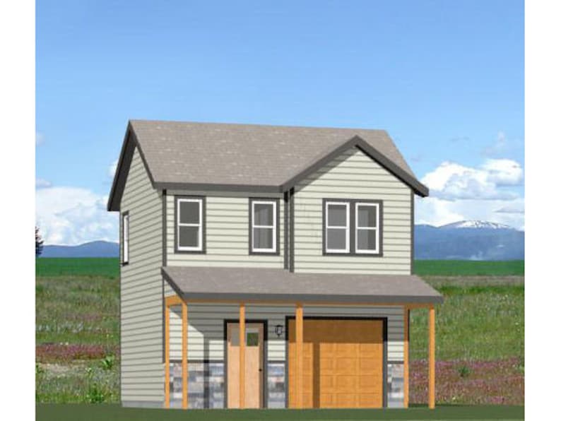 20x16 House 1-bedroom 1.5-bath 292 Sq Ft PDF Floor Plan Instant ...