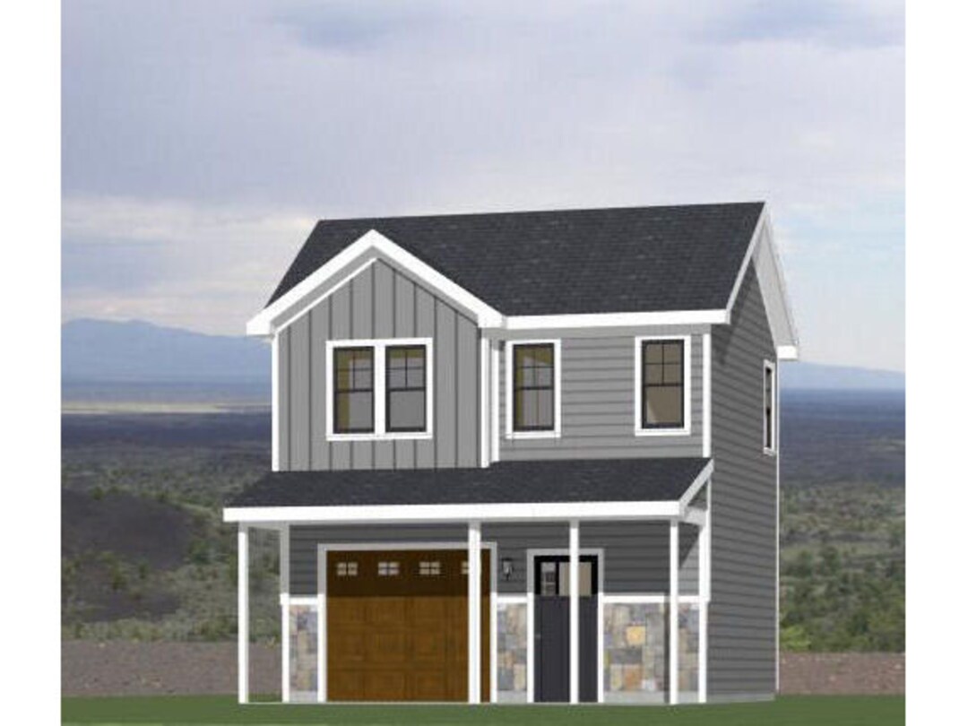 20x16 House -- 1-bedroom 1.5-bath -- 292 Sq Ft -- PDF Floor Plan ...
