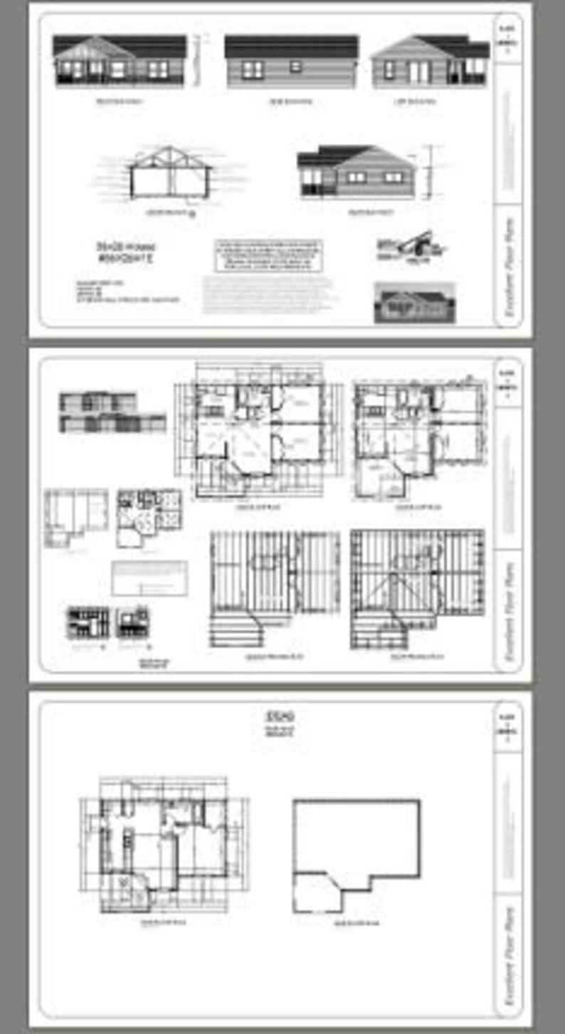 36x26 House 2-bedroom 1-bath 820 Sq Ft PDF Floor Plan Instant Download ...