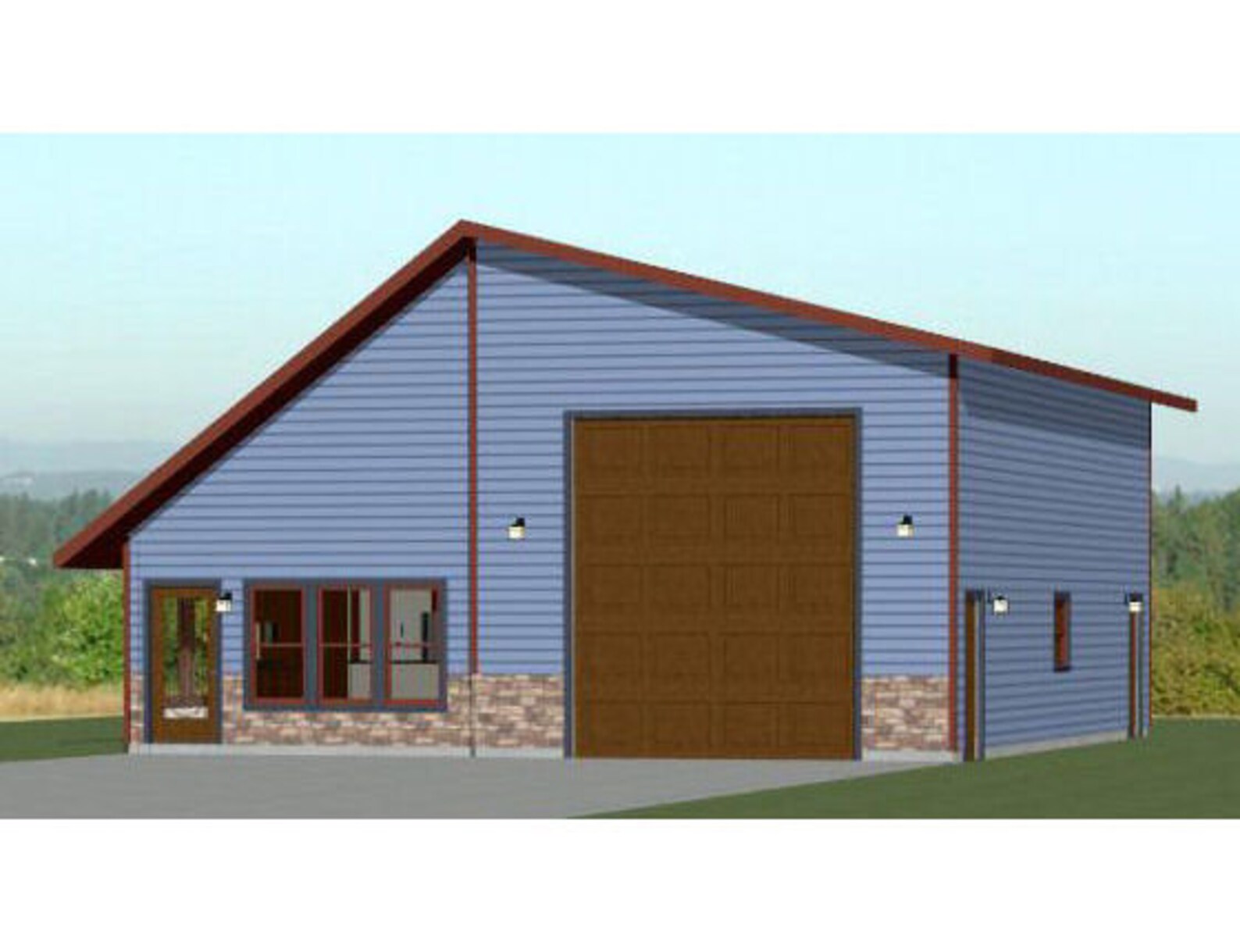 36x42 1-RV Garage -- 1 Bedroom, 1 Bath -- 1,480 Sq Ft -- PDF Floor Plan ...