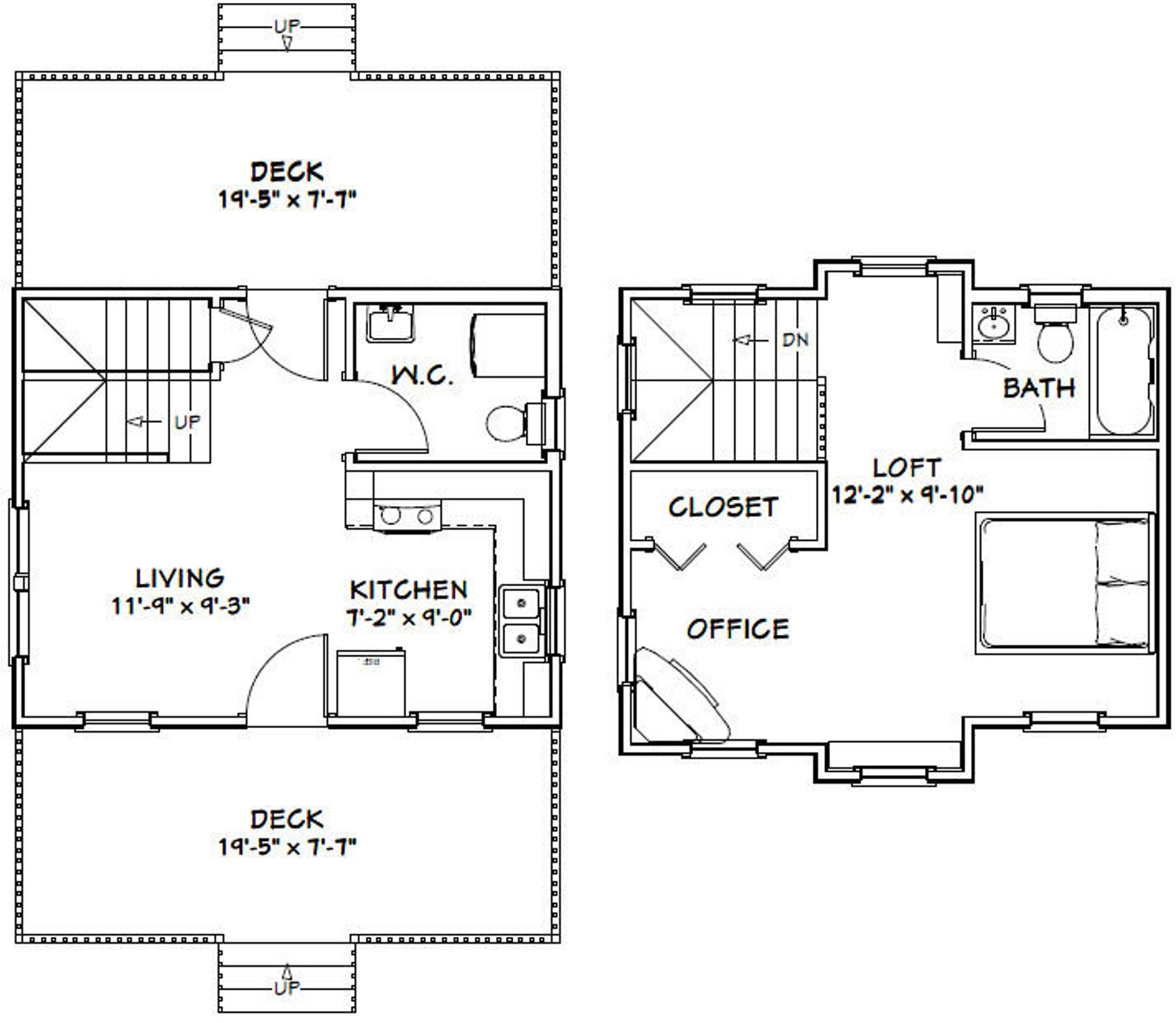 20x16 House 1-bedroom 1.5-bath 599 Sq Ft PDF Floor - Etsy