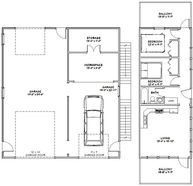 36x40 House -- 2-bedroom 1-bath -- 902 Sq Ft -- PDF Floor Plan ...