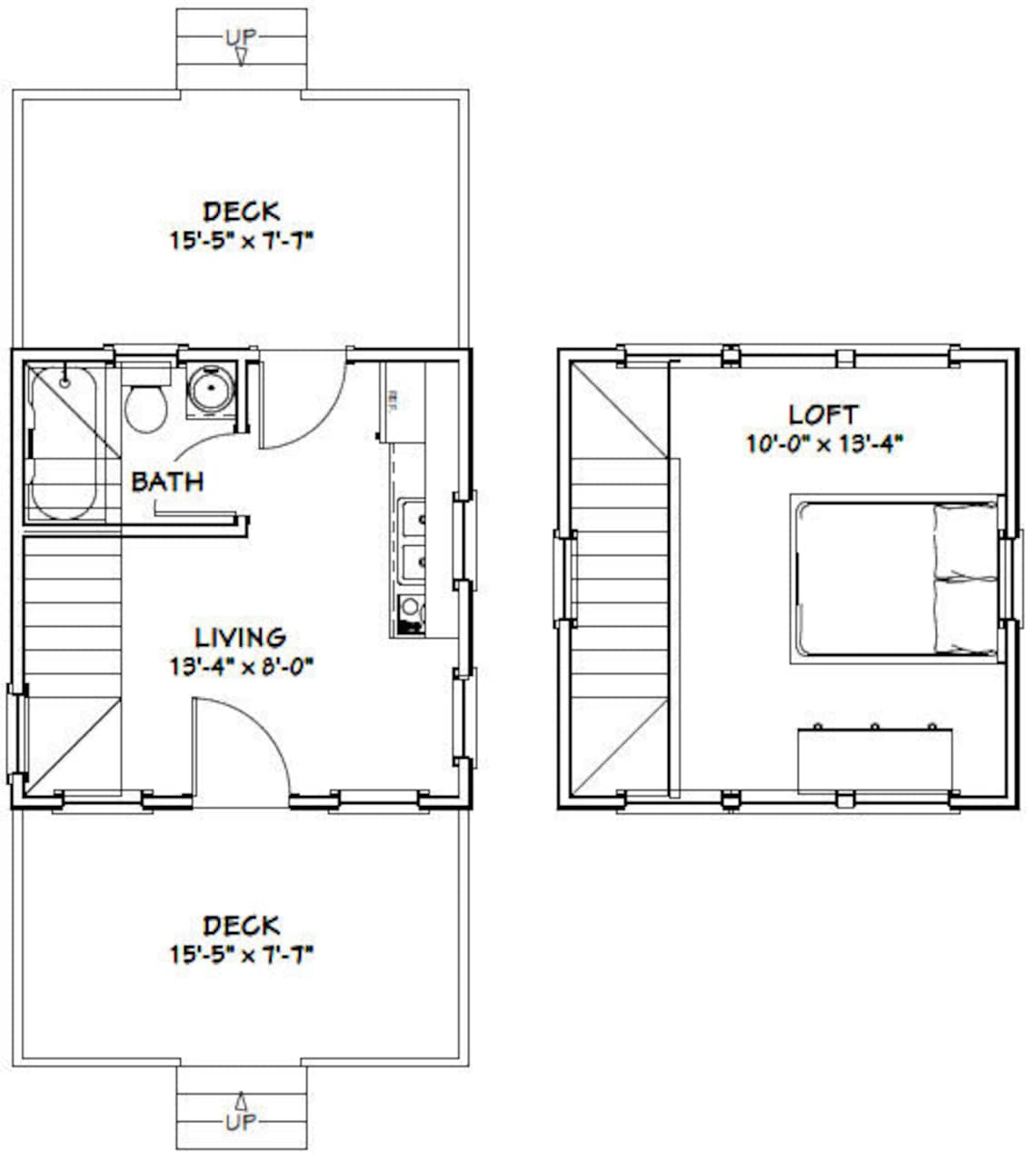 14x14 House 1-bedroom 1-bath 343 Sq Ft PDF Floor Plan - Etsy