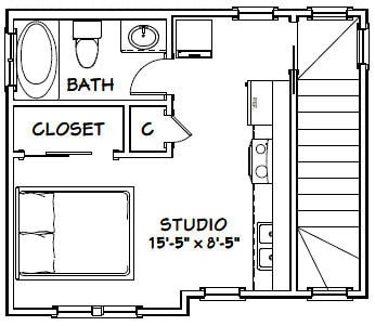 20x16 House 1-bedroom 1.5-bath 292 Sq Ft PDF Floor - Etsy
