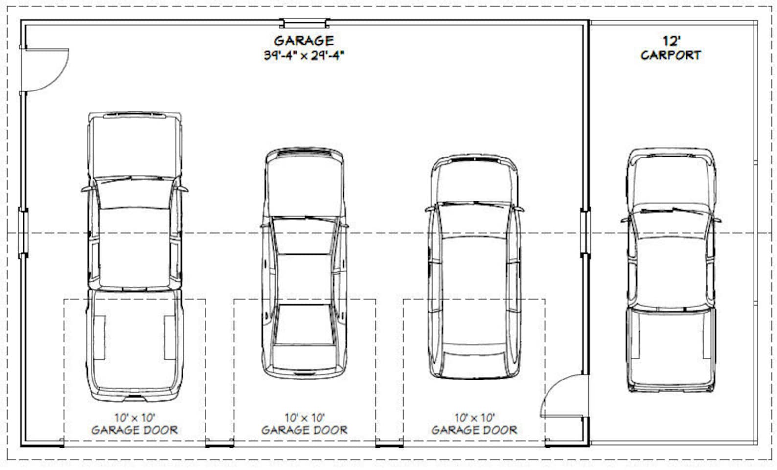 40x30 3-car Garage -- 1,200 Sq Ft -- PDF Floor Plan -- Instant Download ...