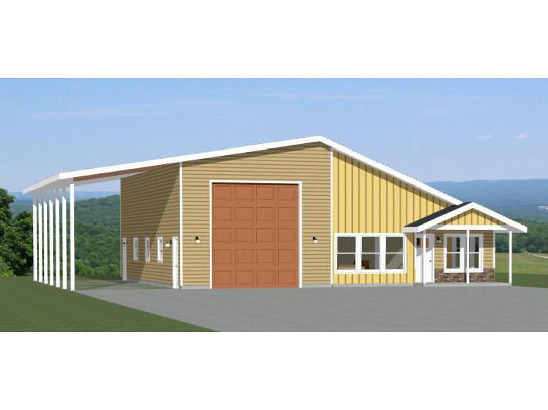 46x48 House -- 1-bedroom 1-bath -- 1,157 Sq Ft -- PDF Floor Plan ...