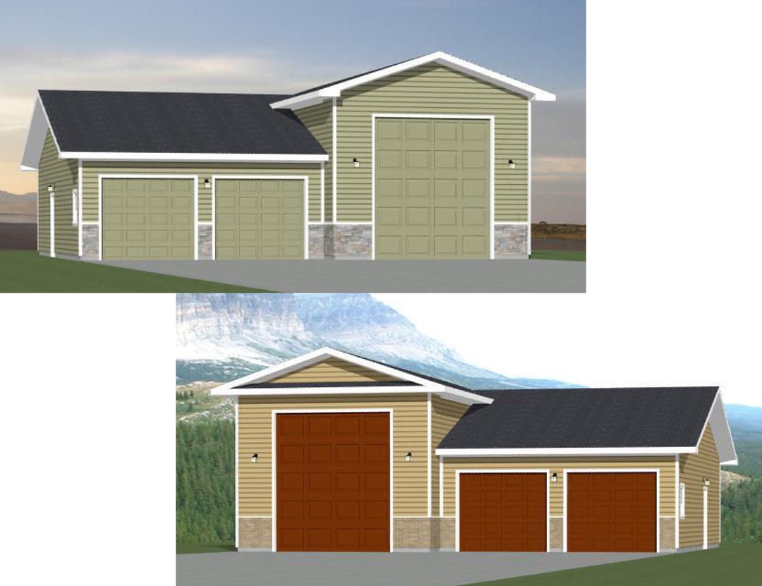 44x48 2-car 1-RV Garages -- 1,200 Sq Ft -- PDF Floor Plan -- Instant ...