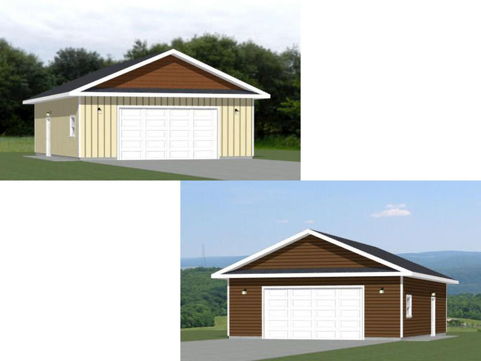 28x36 2-car Garages -- 1,008 Sq Ft -- 10ft Walls -- PDF Floor Plan ...
