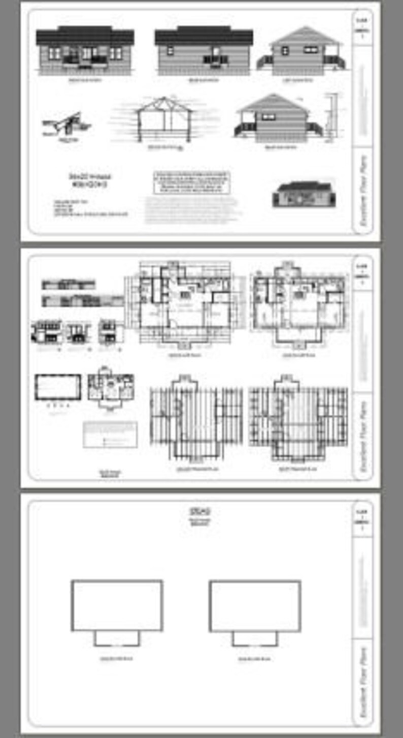 36x20 House 2-bedroom 2-bath 720 Sq Ft PDF Floor Plan - Etsy Canada