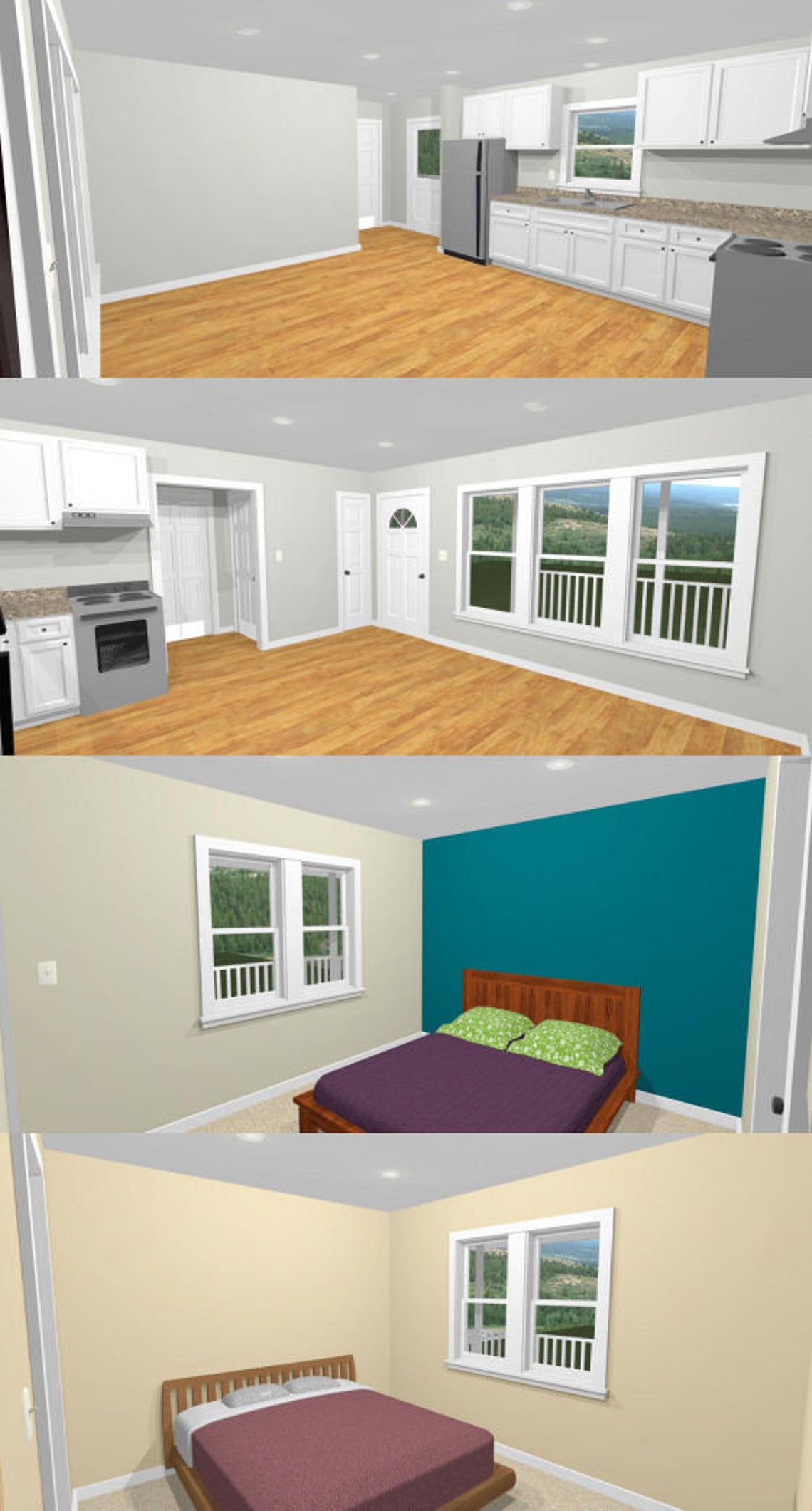 48x16 House -- 2-bedroom 2-bath -- 768 Sq Ft -- PDF Floor Plan ...